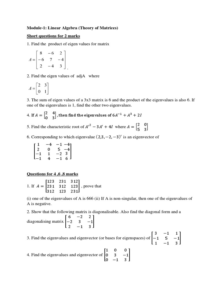 Maths Ese QB | PDF | Eigenvalues And Eigenvectors | Matrix (Mathematics)