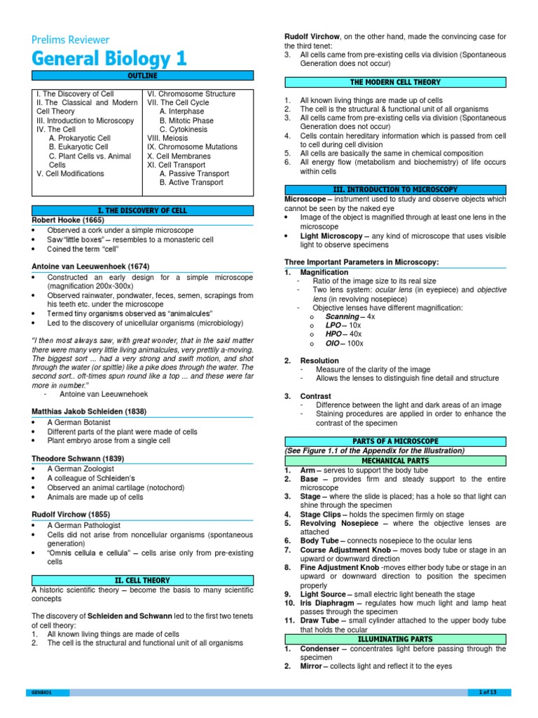 First Grading Reviewer Gen Bio 1 | PDF | Meiosis | Mitosis