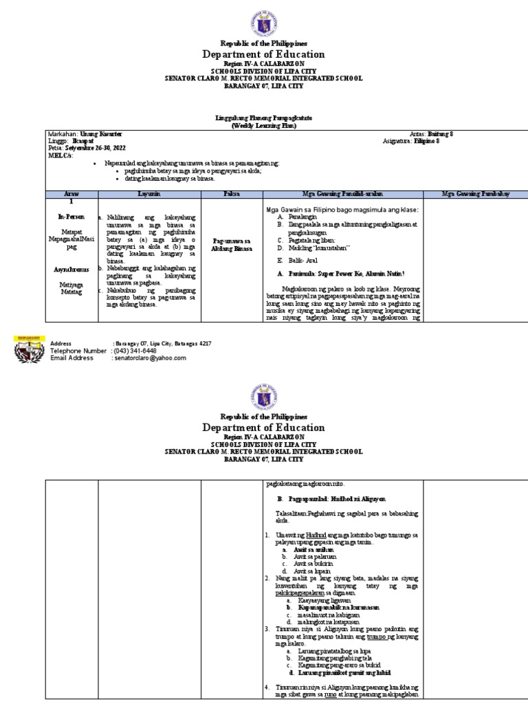 Q1 - Week 5 Pag-Unawa Sa Akdang Binasa | PDF