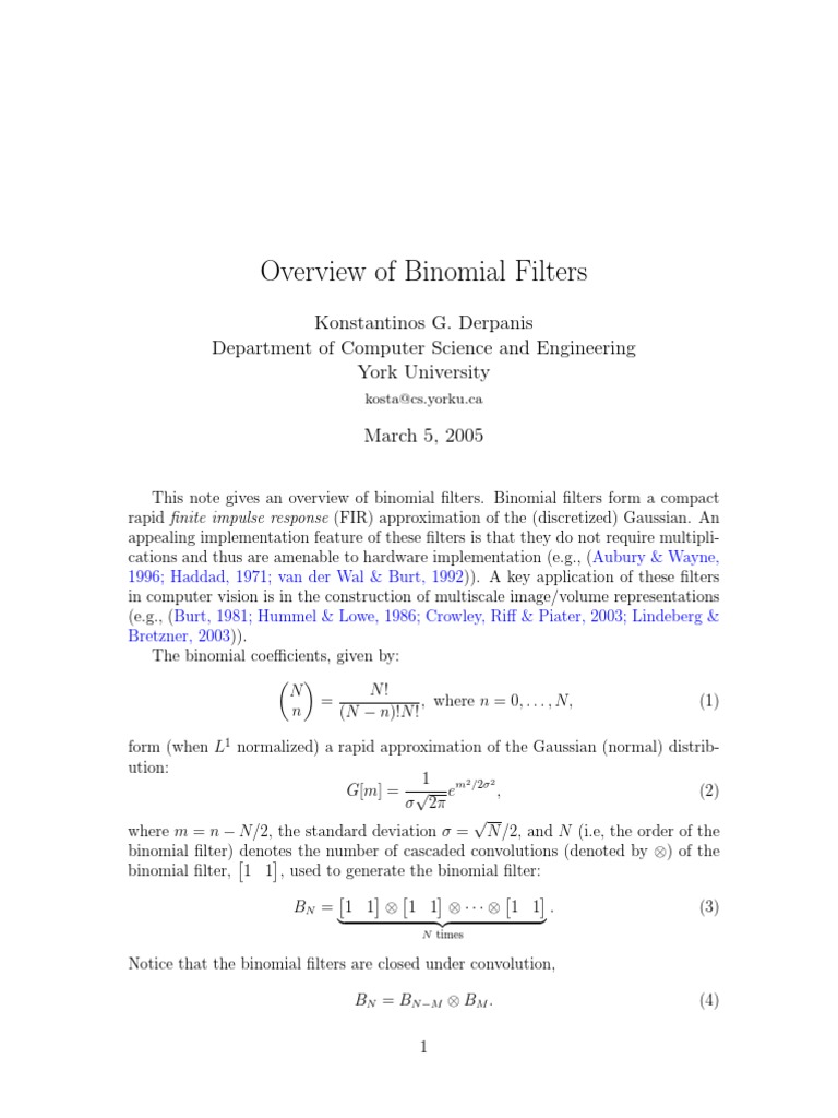 Binomial Filters | PDF | Signal Processing | Electronics