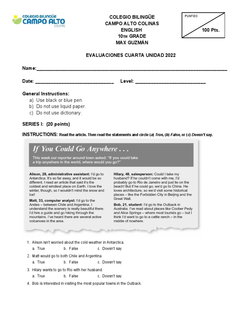 10th Grade Exam | PDF