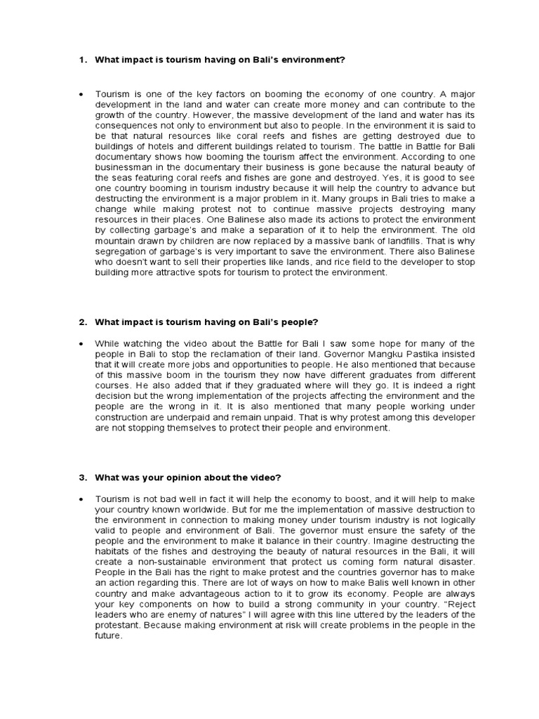 Tourism's Environmental Impact in Bali | PDF | Bali | Tourism