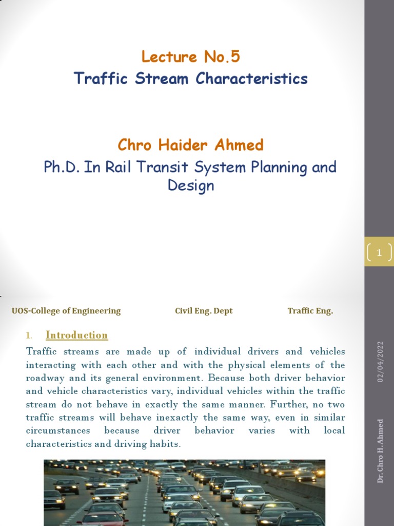 Lecture 5 Traffic Stream Characterstics | PDF | Traffic | Lane