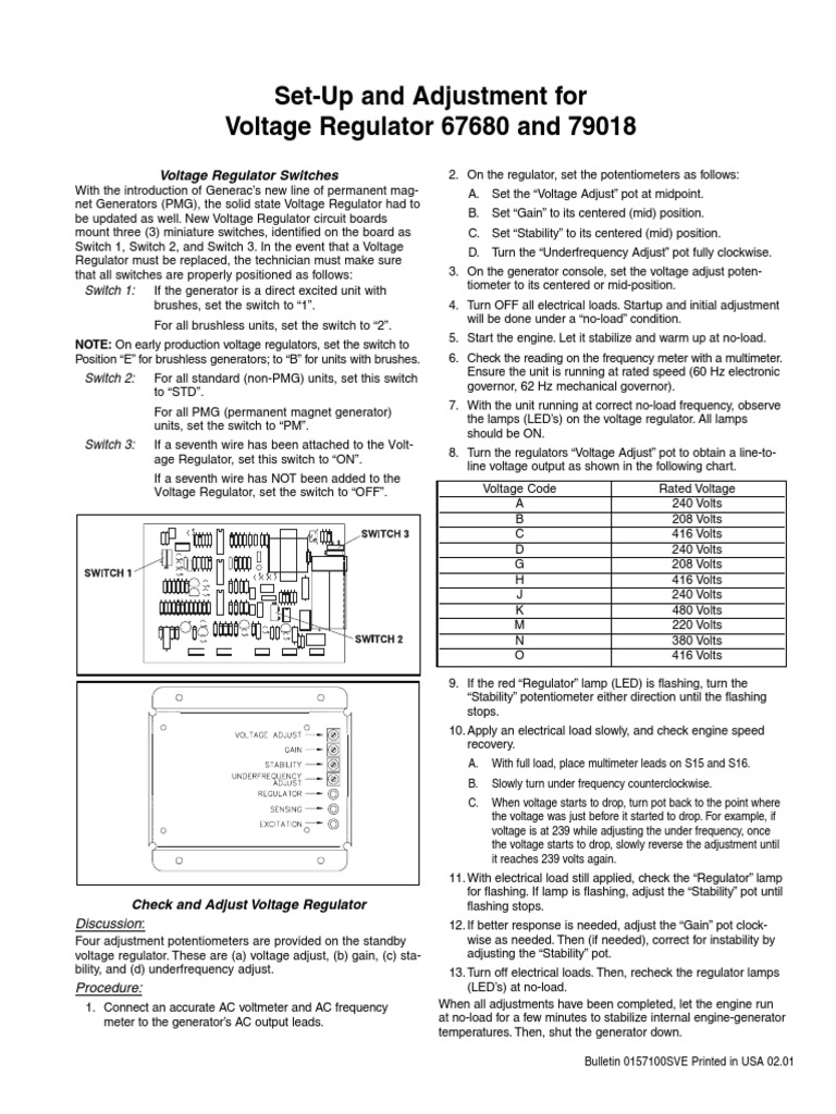 Generac - 67680 AVR Voltage Regulator | PDF | Voltage | Electric Generator
