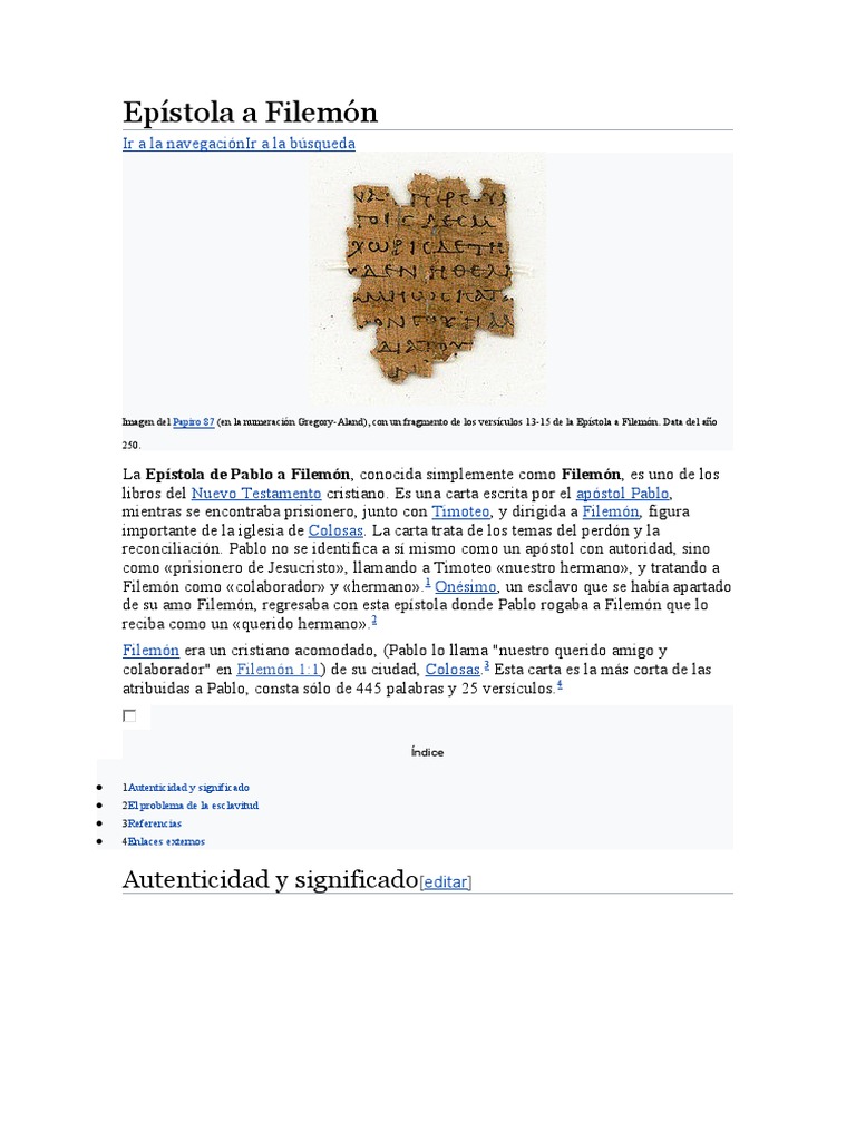 Epístola A Filemón | PDF | Epístola a Filemón | Epístolas canónicas