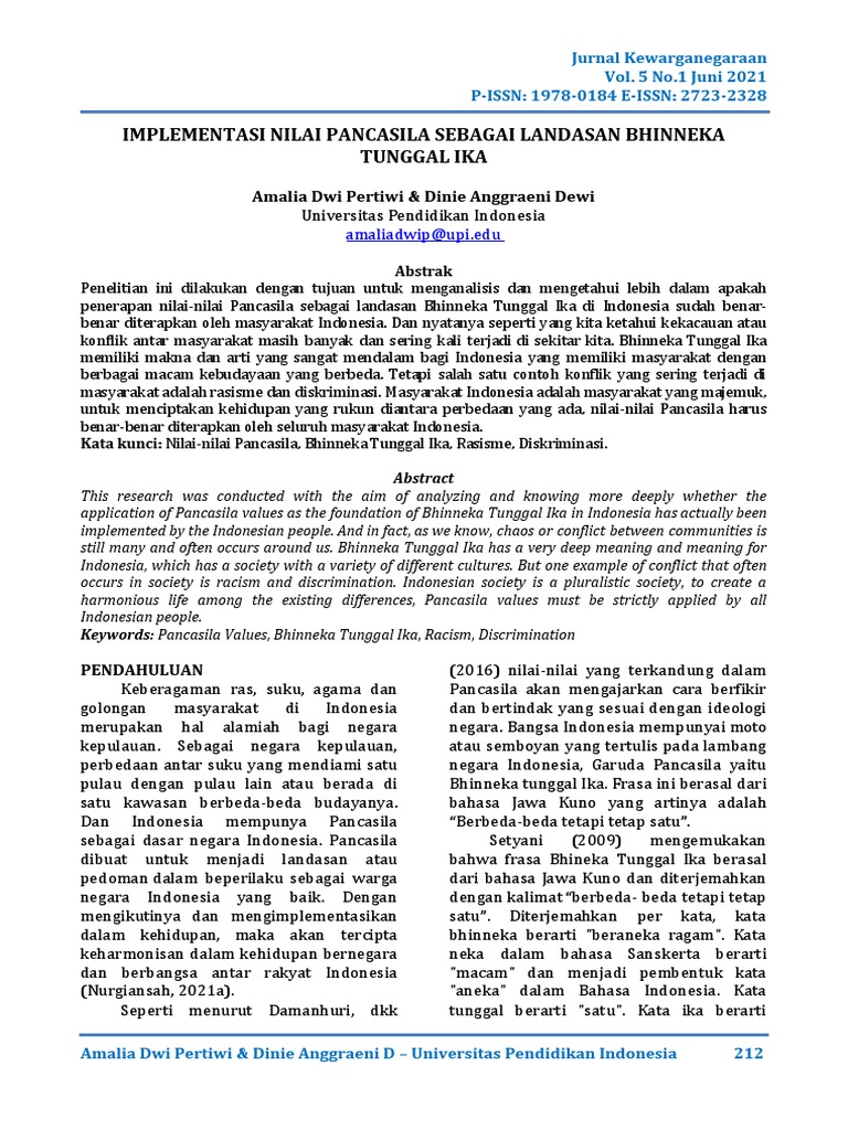 Implementasi Pancasila dan Bhinneka Tunggal Ika | PDF | Ilmu Sosial