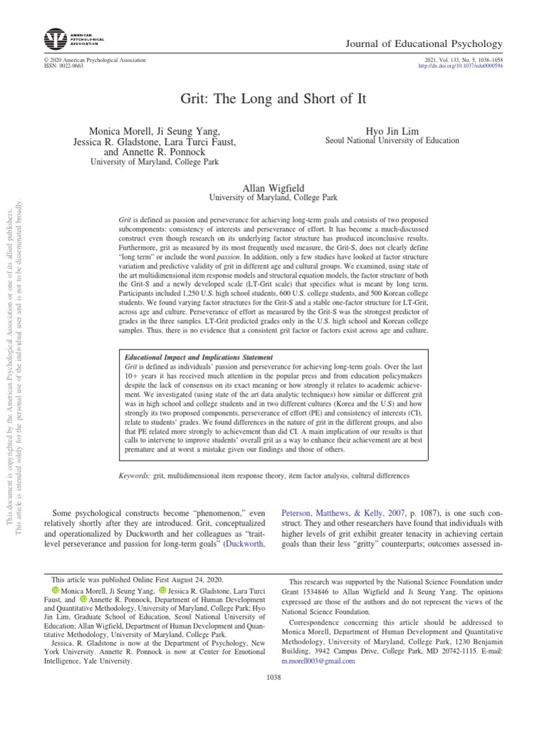 Grit: The Long and Short of It | PDF