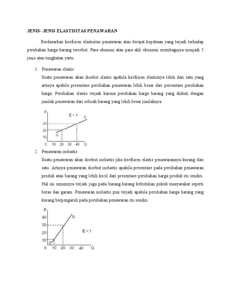 Jenis-Jenis Elastisitas Penawaran | PDF