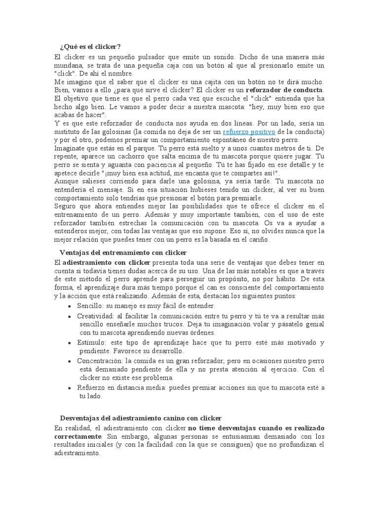 3-Que Es El Clicker | PDF | Aprendizaje | Reforzamiento