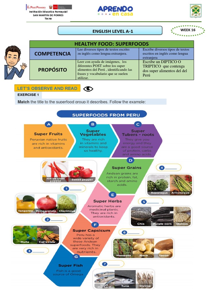 A-1 Week 16 Healthy Food | PDF | Artes del Lenguaje y Comunicación