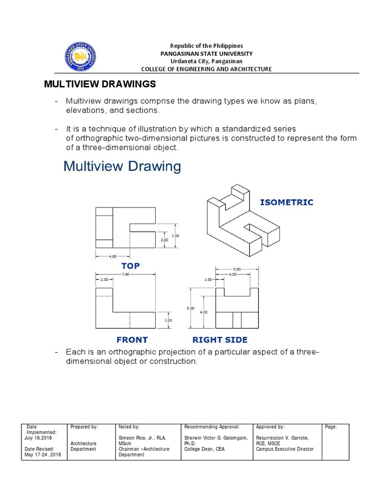 PSU Multiview Drawing Guide | PDF | Perspective (Graphical) | Geometry