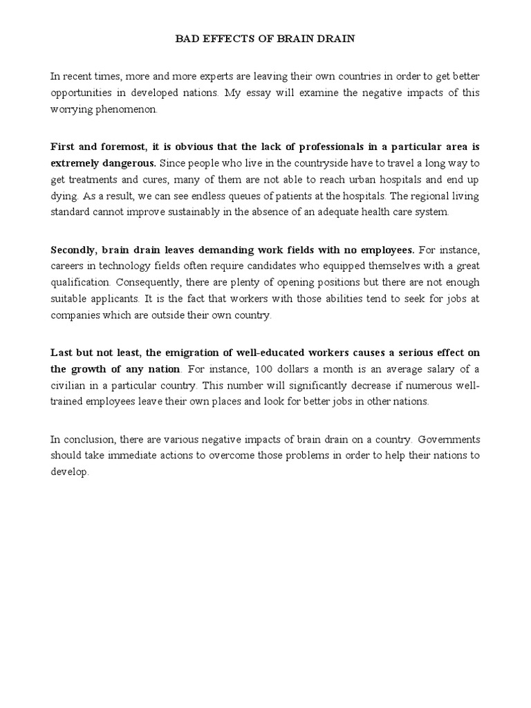 Bad Effects of Brain Drain | PDF