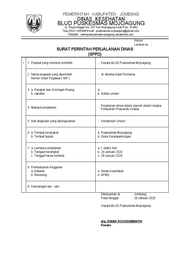 Contoh SPJ Perjadin | PDF