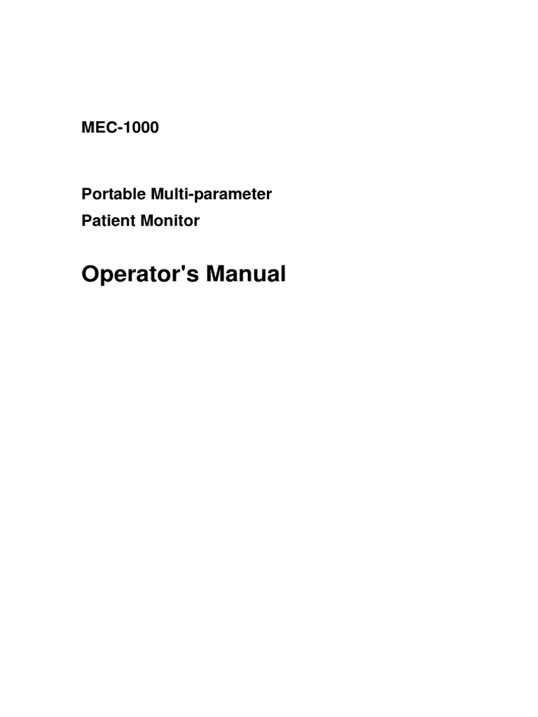MEC1000 Operation Manual | Download Free PDF | Monitoring (Medicine ...