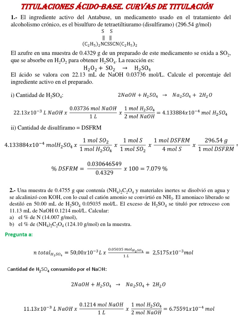 Ejercicio Guia 3A | PDF | Ácido sulfúrico | Amoníaco