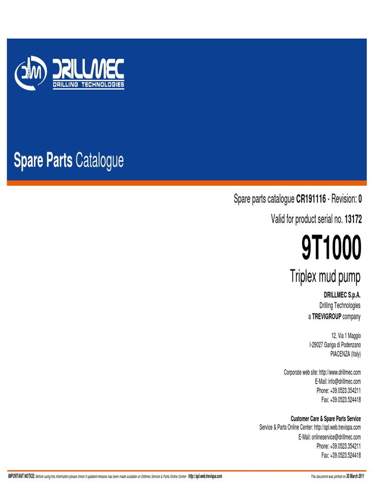 Triplex Pump Spare Parts Catalogue | PDF | Pump | Engines