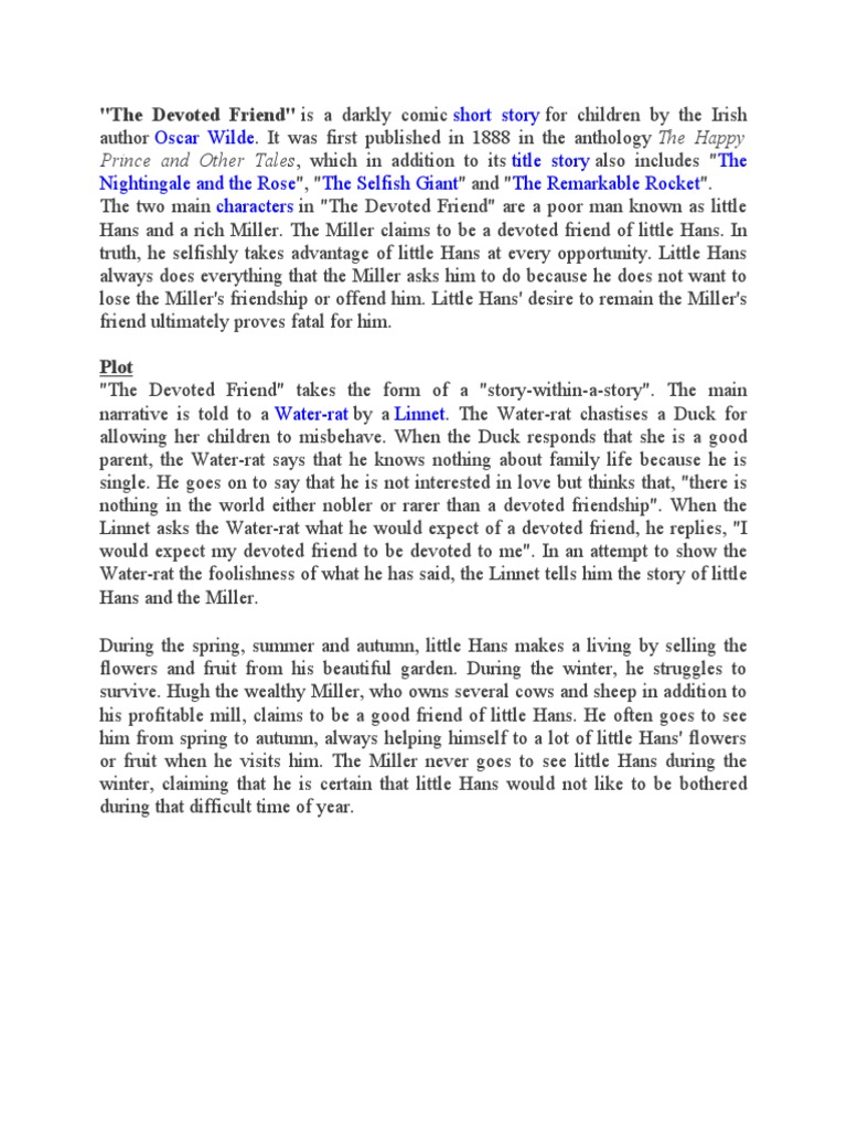 The Devoted Friend | PDF | The Happy Prince And Other Tales