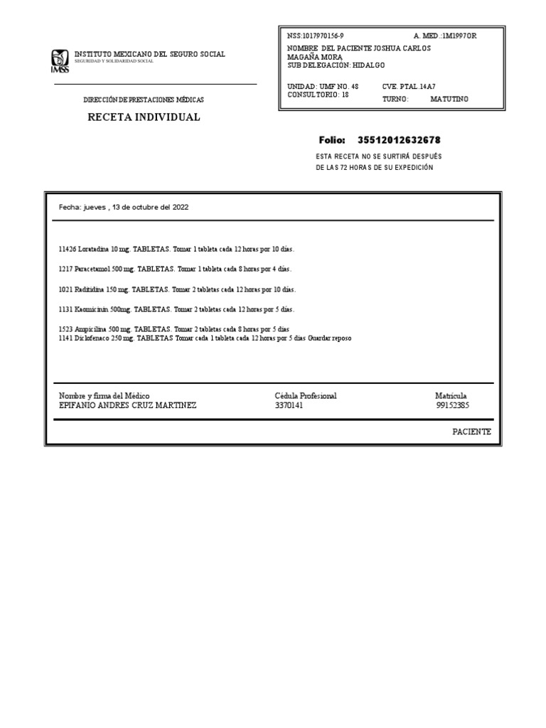 Justificante Medico IMSS Editable 2022 | PDF