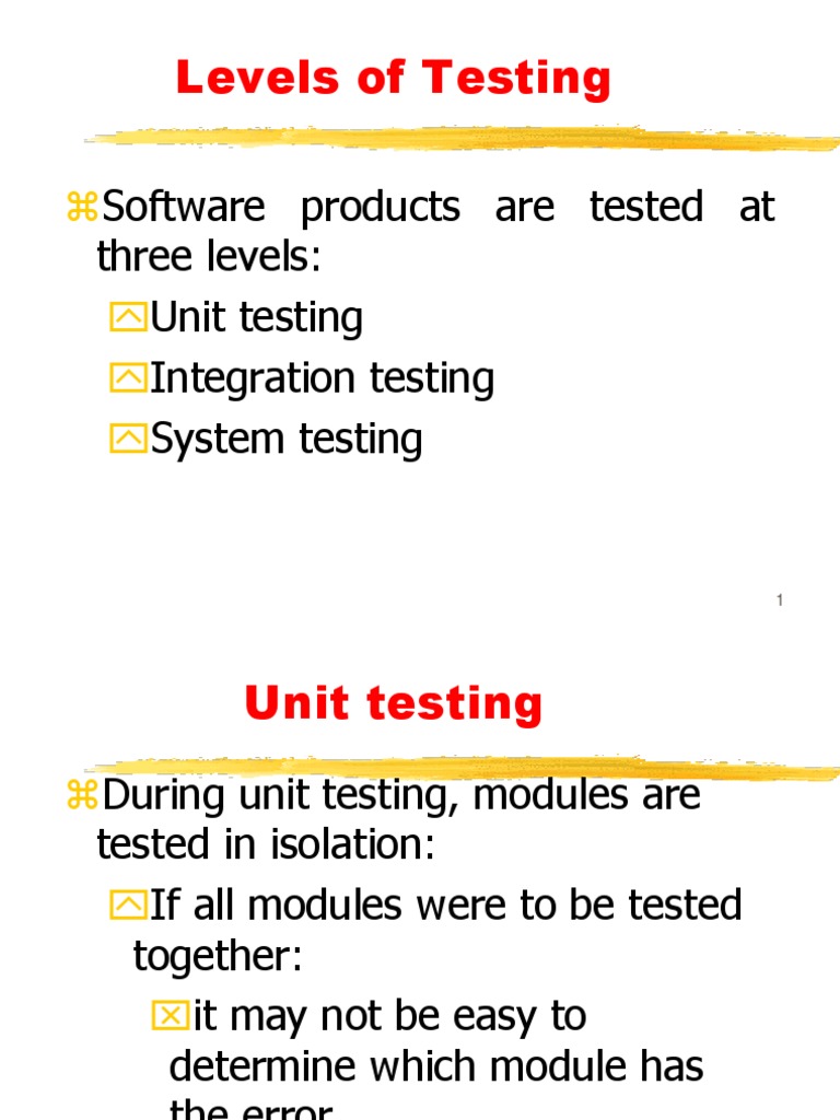 Unit 4 Levels of Testing | PDF | Top Down And Bottom Up Design ...