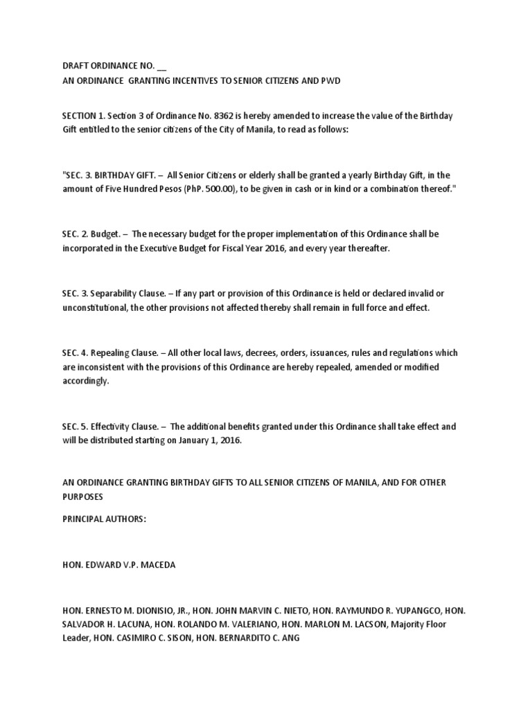 Draft Ordinance-Wps Office | PDF | Philippines | Citizenship