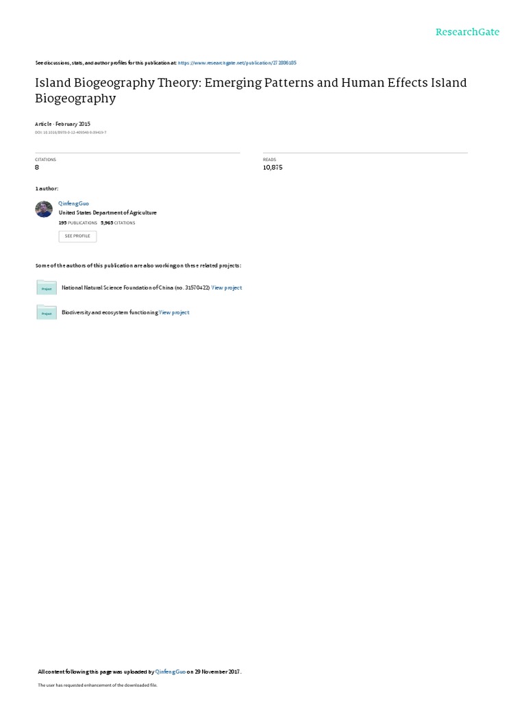 Island Biogeography Theory Emerging Patterns | PDF | Biogeography | Species