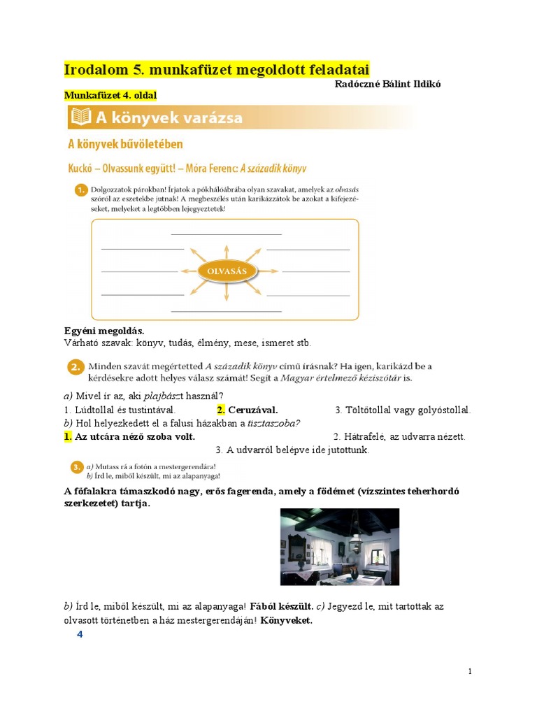 Megoldókulcs Irodalom 5 Mf EGYBE Illesztve | PDF