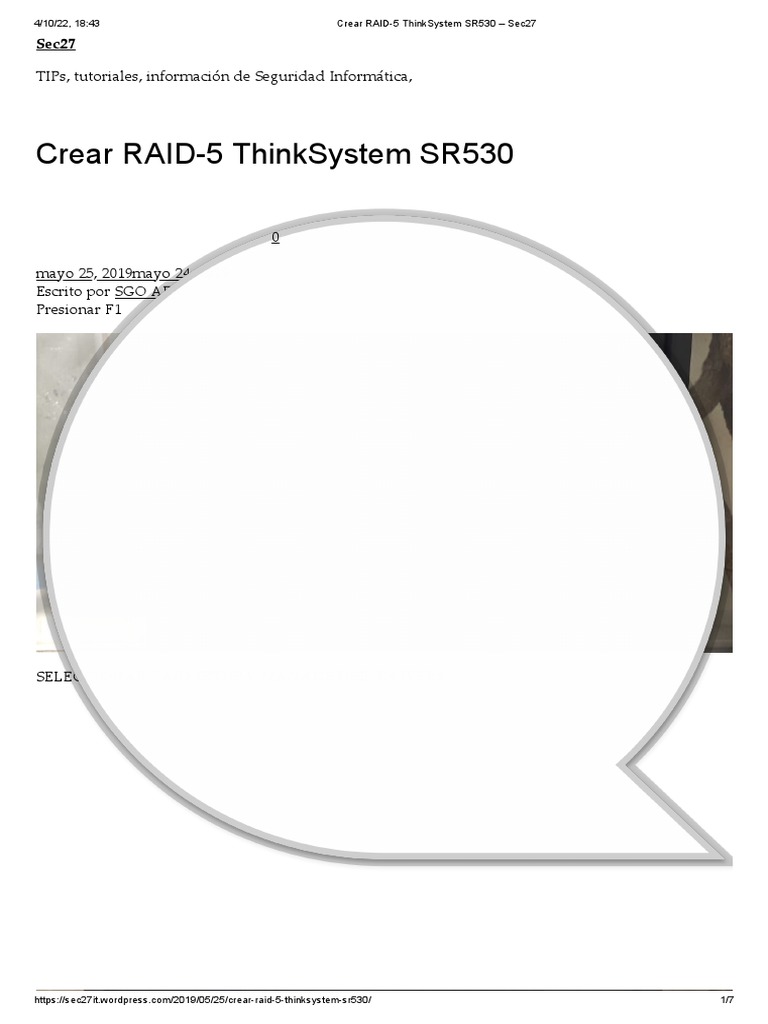 Crear RAID-5 ThinkSystem SR530 | PDF | Informática | Datos de computadora