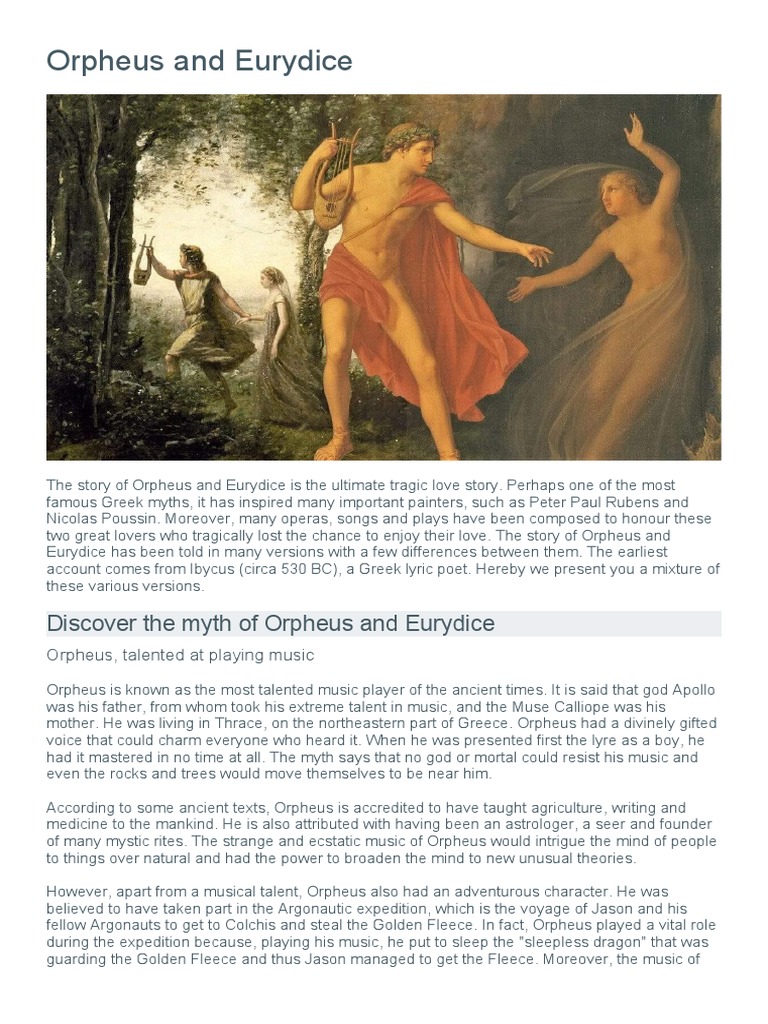 Orpheus and Eurydice | PDF | Orpheus | Hades