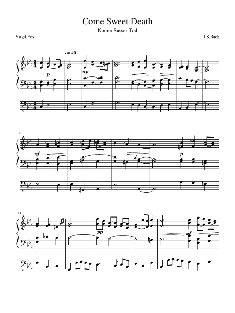 Virgil Fox BWV 478 Come Sweet Death | PDF