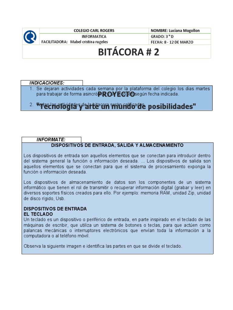 Bitacora # 2 Informatica | PDF | Hardware de la computadora | Periférico