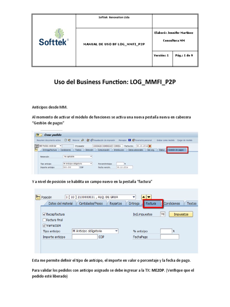 Uso Del Business Function LOG - MMFI - P2P | PDF | Informática