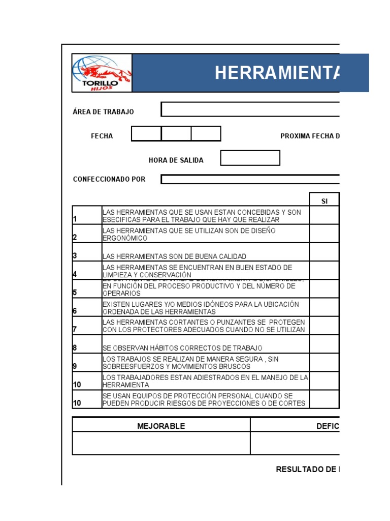 Check List Herramientas Manuales | PDF Check List Herramientas Manuales | PDF