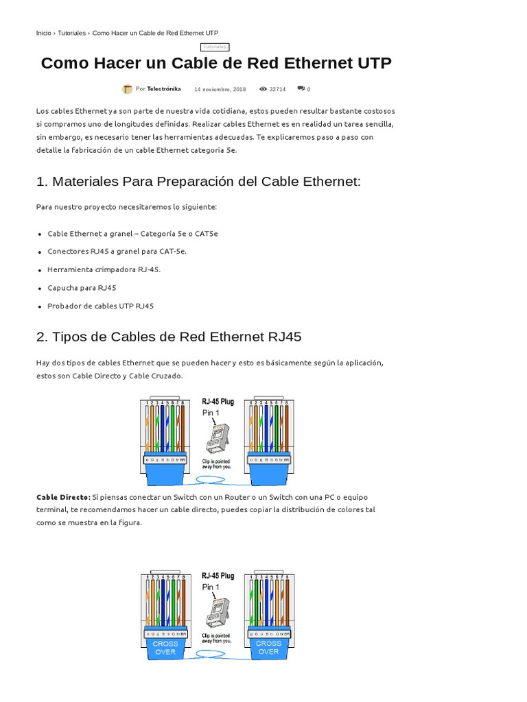 Cómo Hacer Un Cable de Red Ethernet UTP Paso A Paso | PDF | Ingenieria Eléctrica | Ingeniería ...