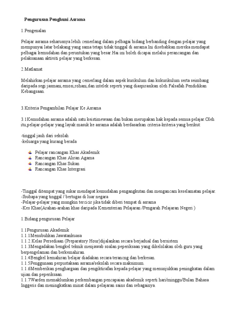 Pengurusan Penghuni Asrama | PDF
