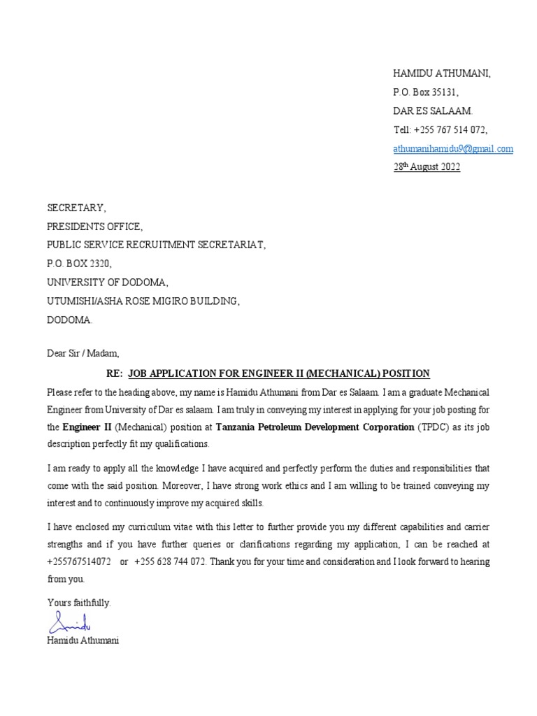 Application for Engineer II Position | PDF