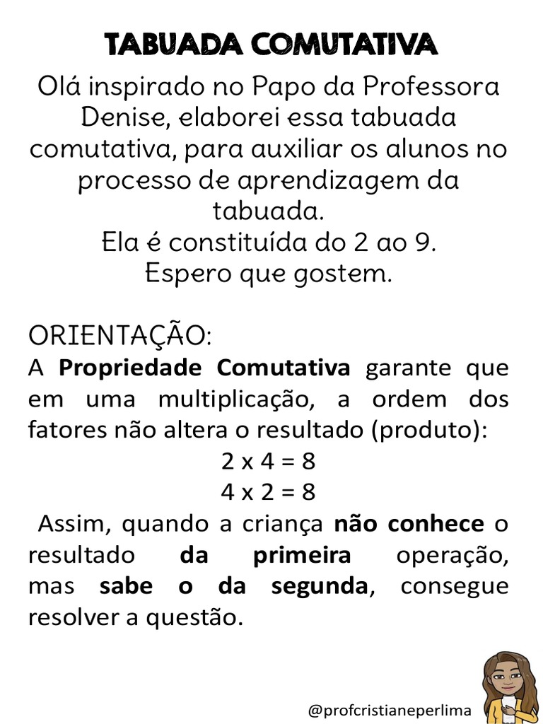 Tabuada Comutativa | PDF