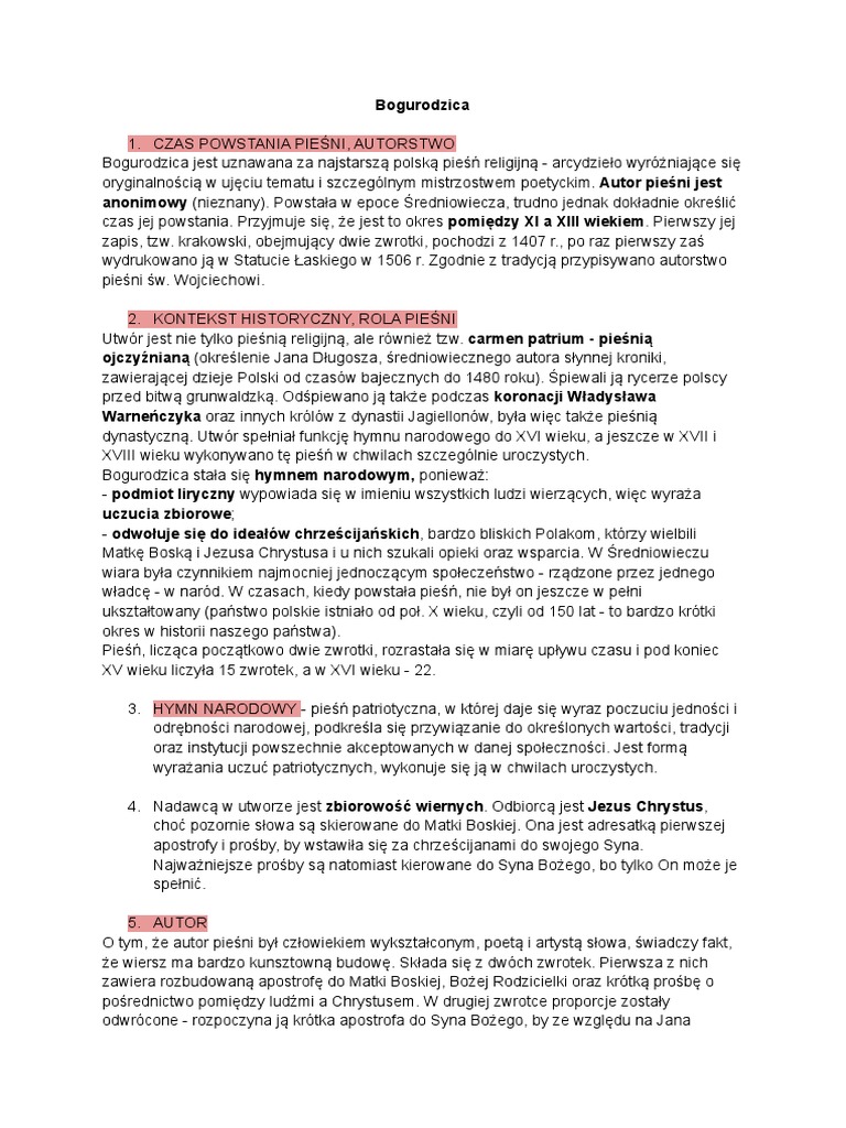 Bogurodzica notatka | PDF