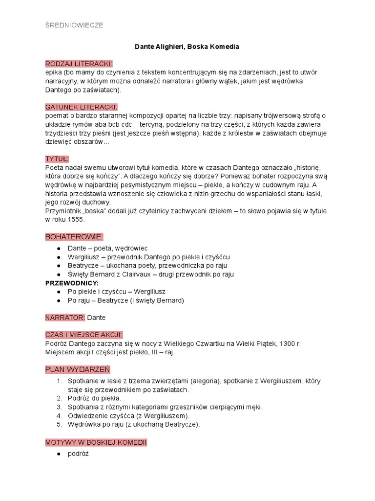Boska Komedia, Notatka | PDF