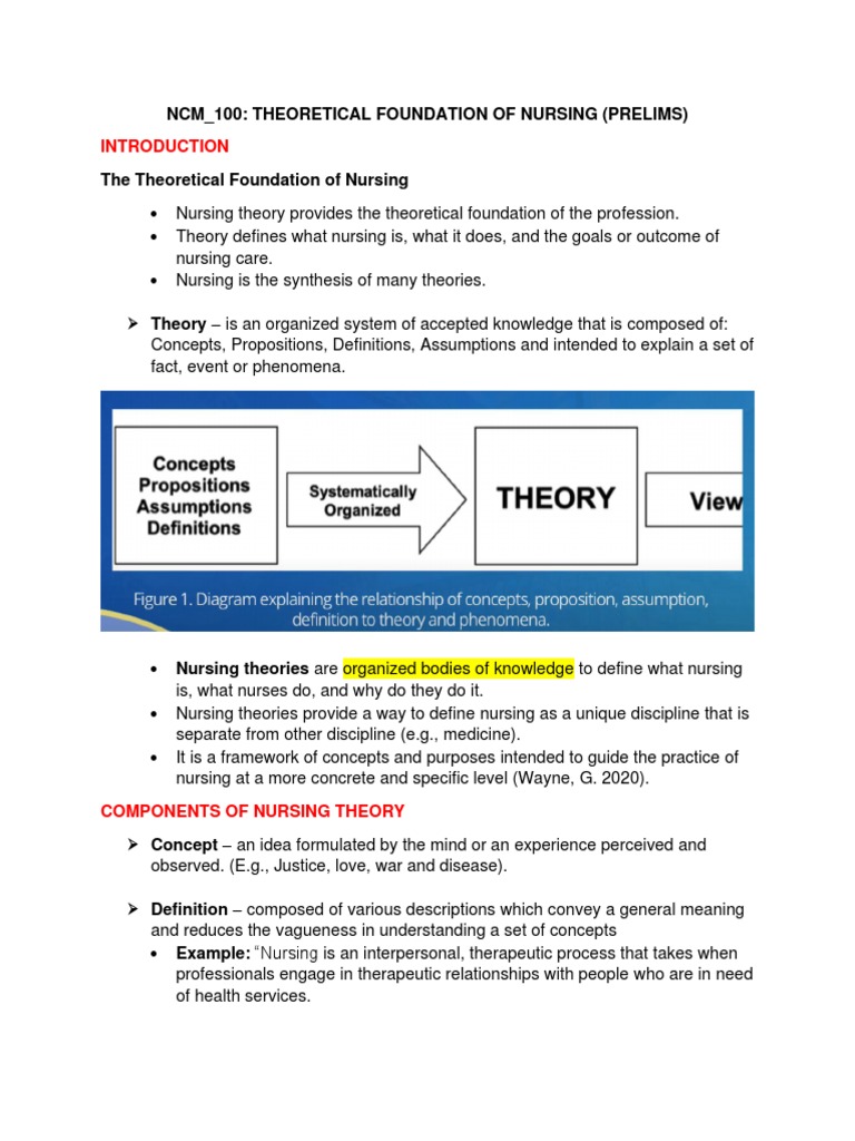 THEORETICAL FOUNDATION OF NURSING Reviewer 1 | PDF | Theory | Nursing