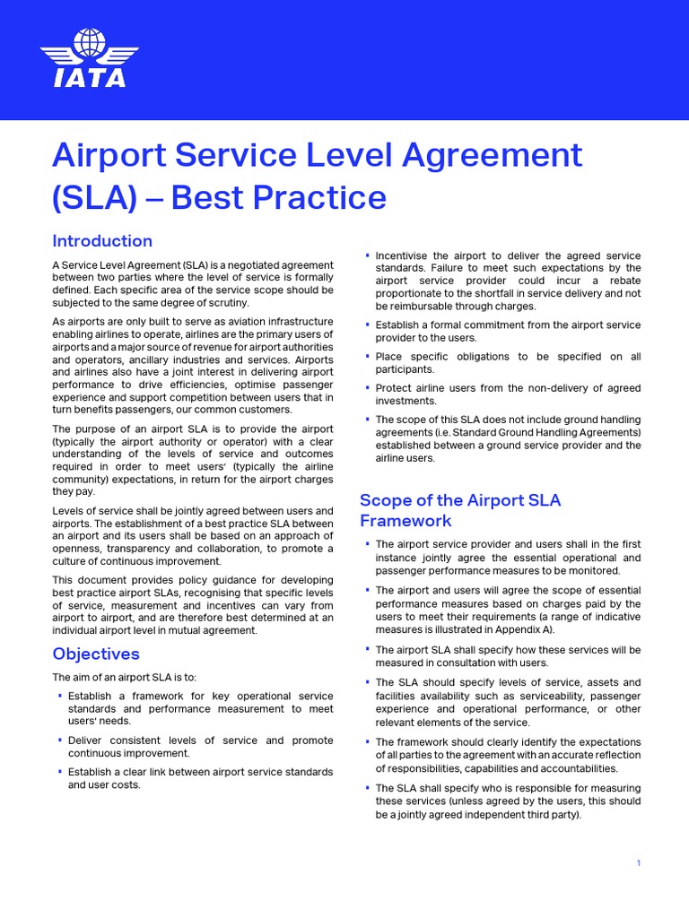 Airport Service Level Agreement | PDF | Airport | Service Level Agreement