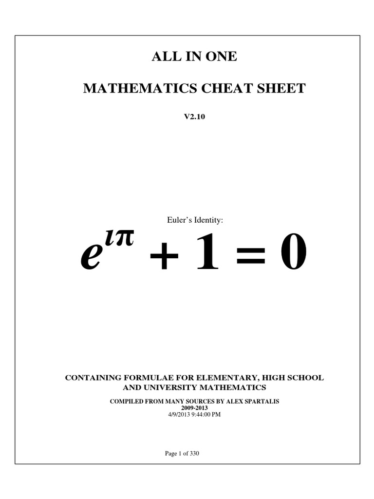 Mathematics Cheat Sheet | PDF | Trigonometric Functions | Eigenvalues ...