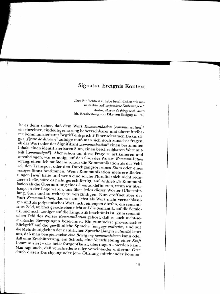 Jacques Derrida Signatur Ereignis Kontext Deutsch | PDF