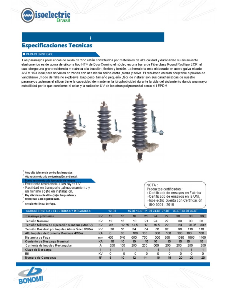 Pararrayos Polimerico Isoelectric | PDF