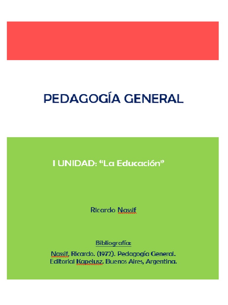 Libro Pedagogia General Ricardo Nassif | PDF