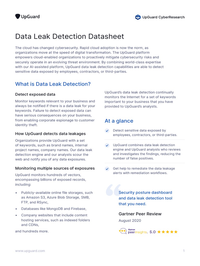UpGuard Data Leak Detection Datasheet | PDF | Security | Computer Security