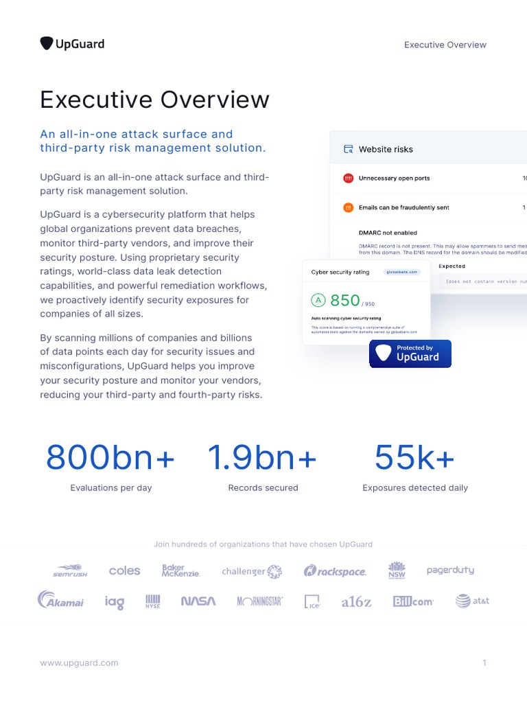 UpGuard Executive Overview | Download Free PDF | Security | Computer ...