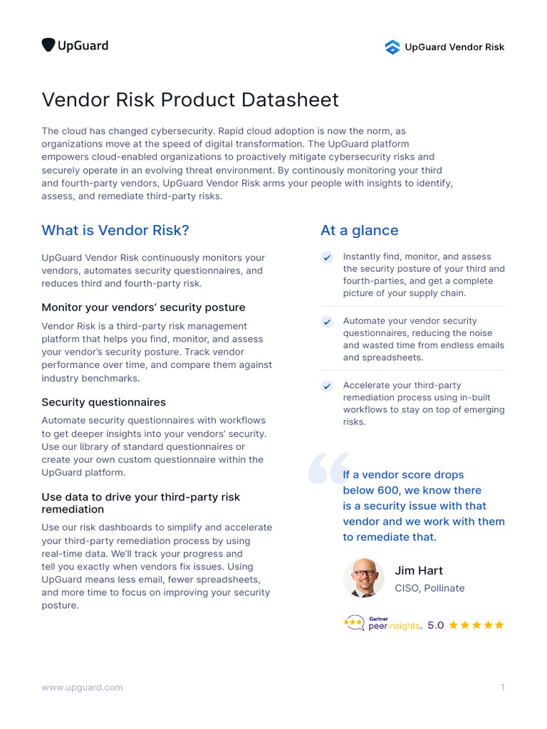 UpGuard Vendor Risk Datasheet | PDF | Computer Security | Security