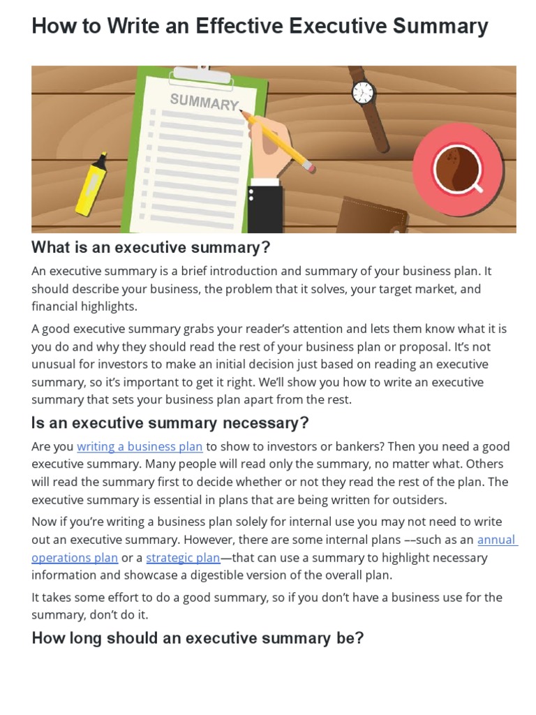 How To Write An Executuve Summary | PDF | Market (Economics) | Sales