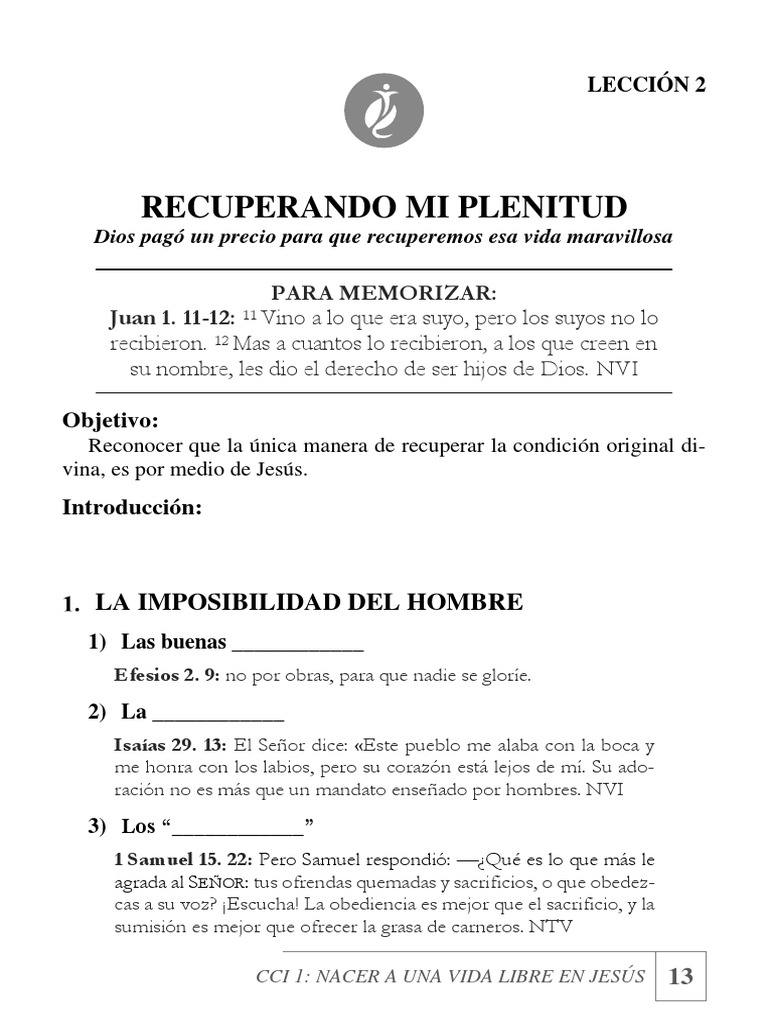 Recuperando Mi Plenitud | PDF | Cristo (título) | Pecado