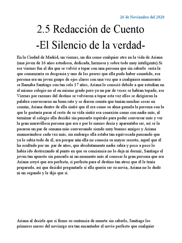 Redacción de Un Cuento | PDF | Amor